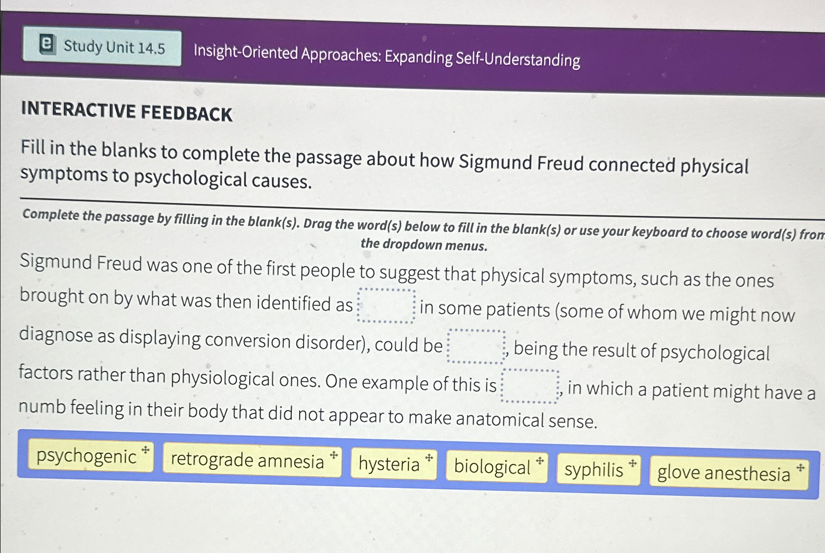 Solved Study Unit 14.5Insight-Oriented Approaches: Expanding | Chegg.com