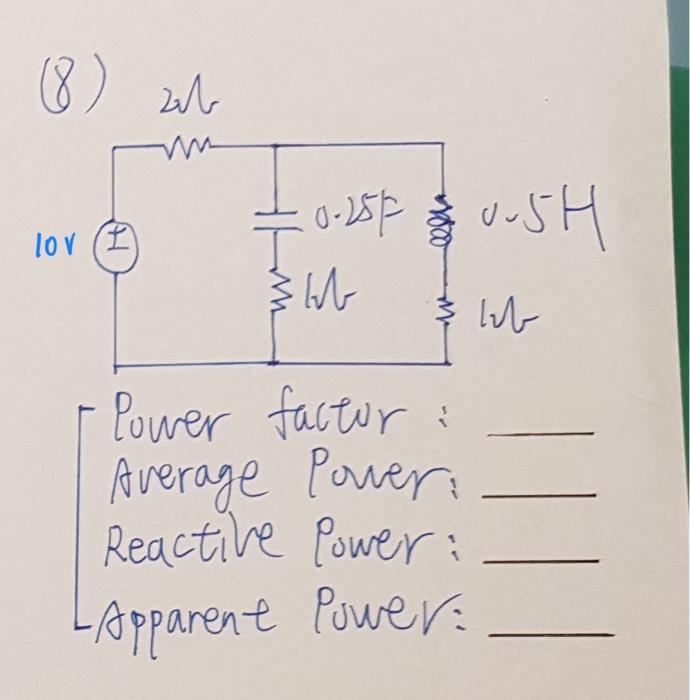 Solved [Power factur: Average Power: Reactive Power: | Chegg.com