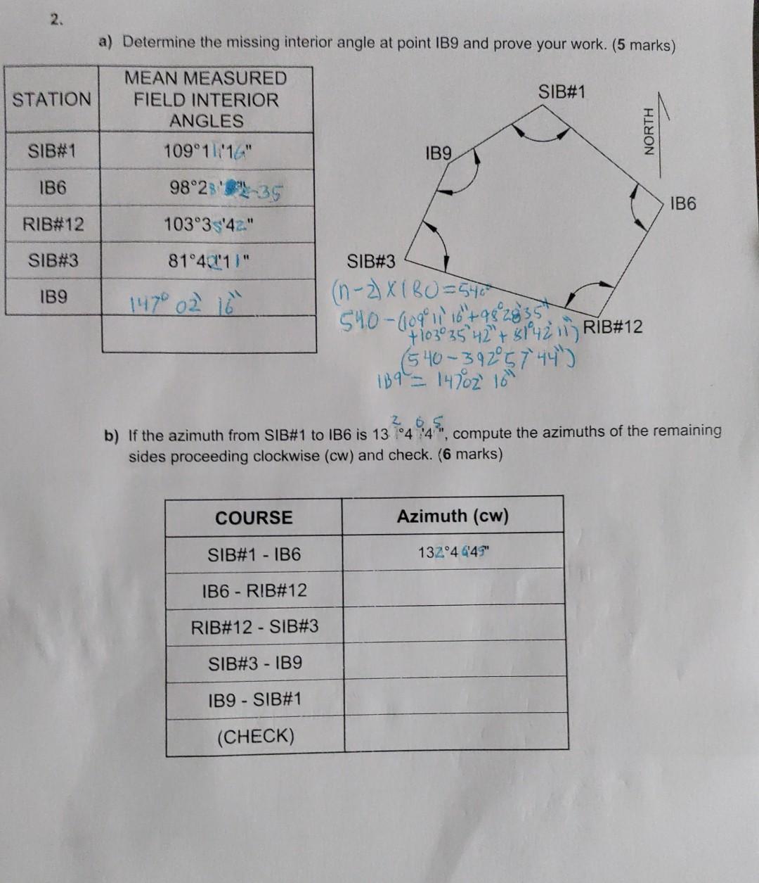 Solved 2. a) Determine the missing interior angle at point | Chegg.com