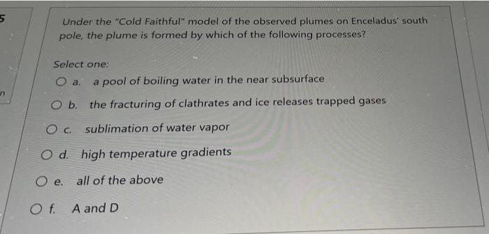 Solved 5 Under the "Cold Faithful" model of the observed | Chegg.com