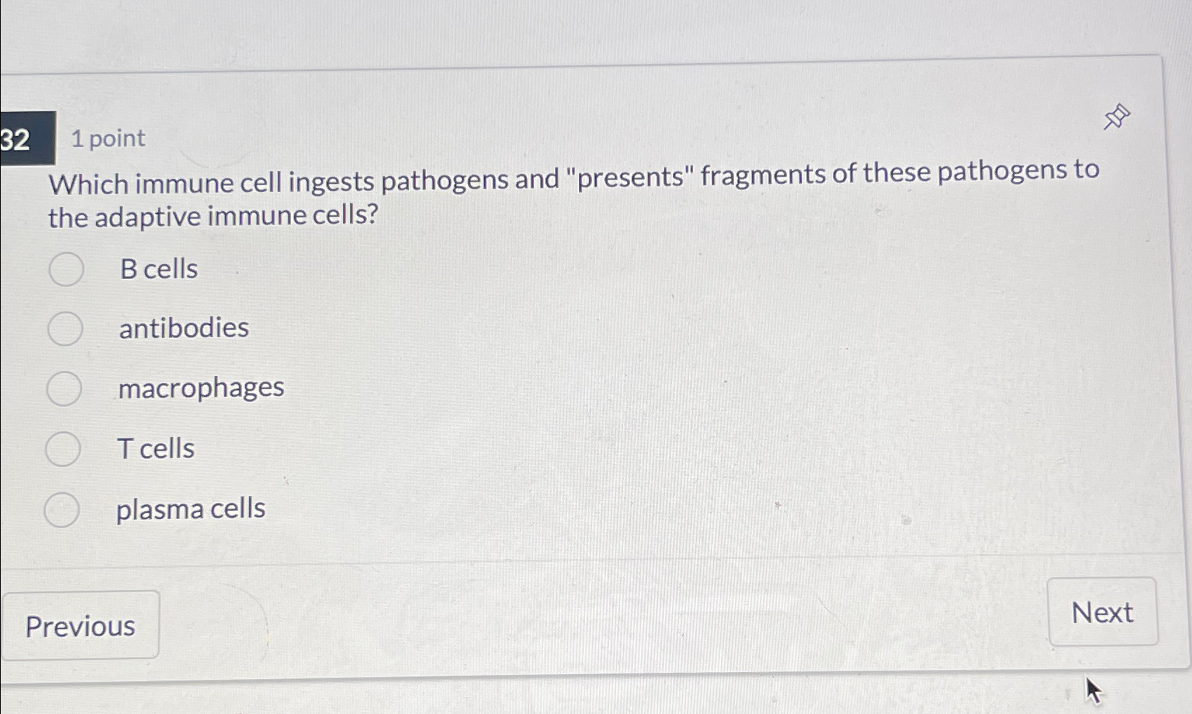 Solved 321 ﻿pointWhich immune cell ingests pathogens and | Chegg.com