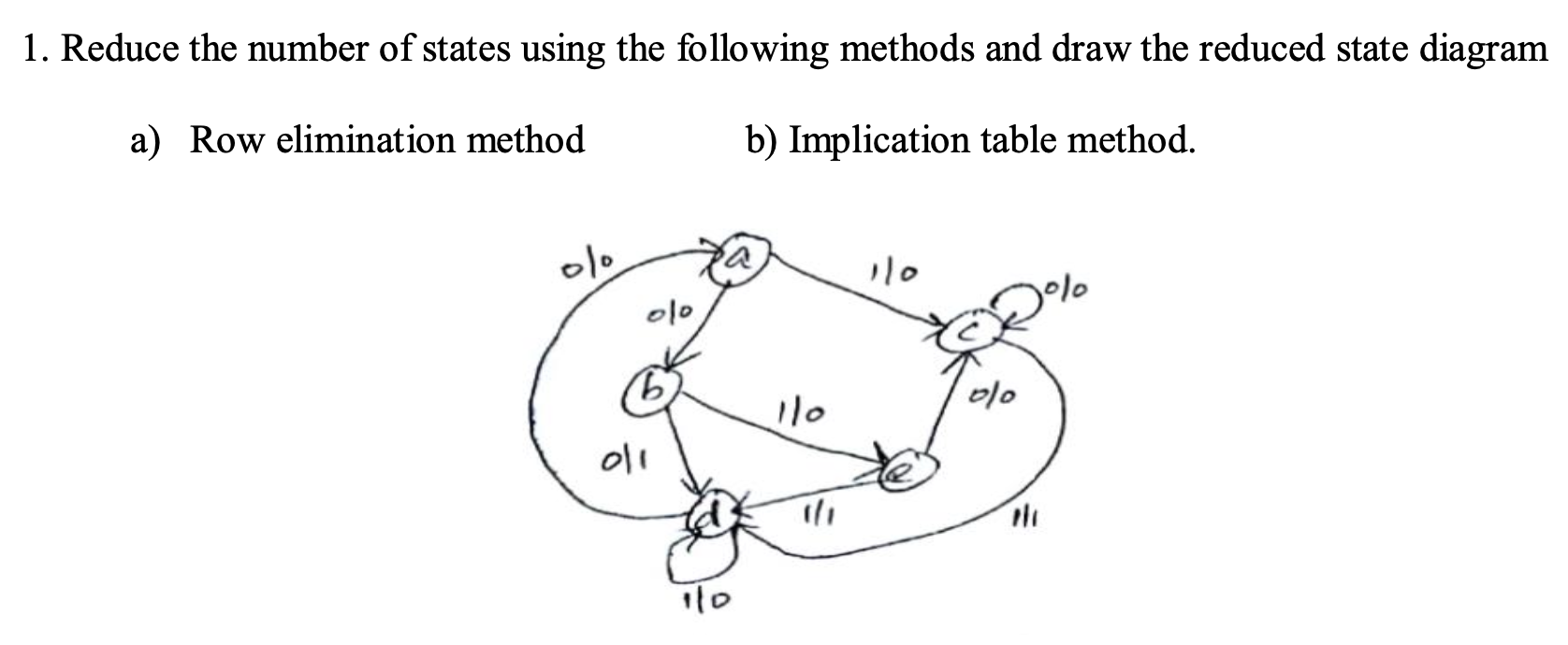 Solved 1. ﻿Reduce the number of states using the following | Chegg.com