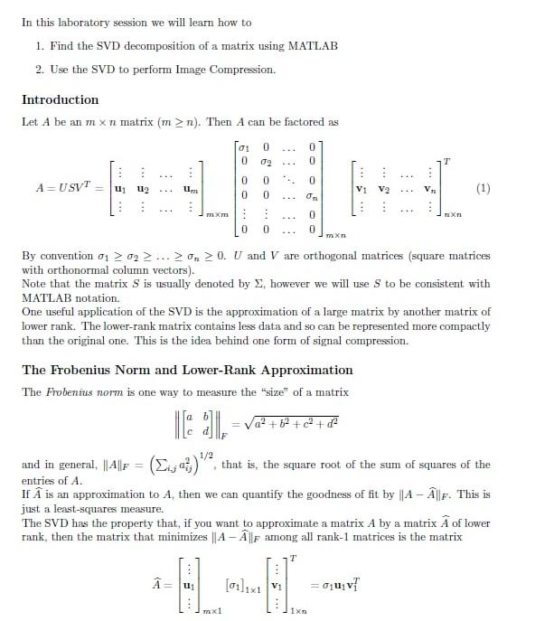 In this laboratory session we will learn how to 1. | Chegg.com