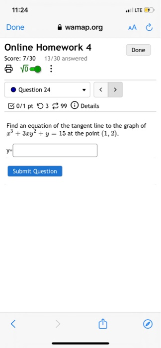 Solved 11:24 LTE Done wamap.org ААС Done Online Homework 4 | Chegg.com