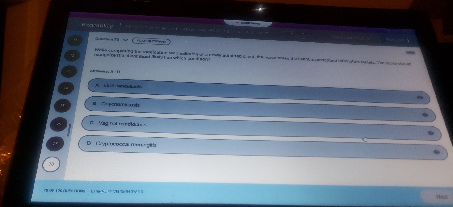 Solved ExamplifyQuestion 78 Tosete8While completing the | Chegg.com