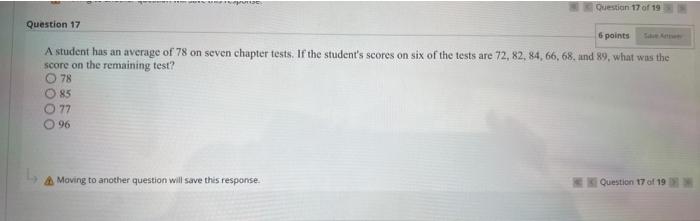 Solved A student has an average of 78 on seven chapter | Chegg.com