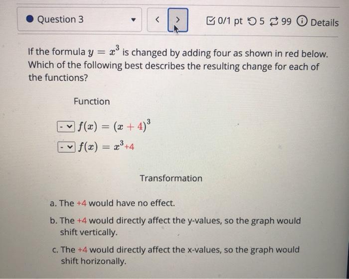 Solved Question 3 B01 Pt 599 Details If The Formula Y X 