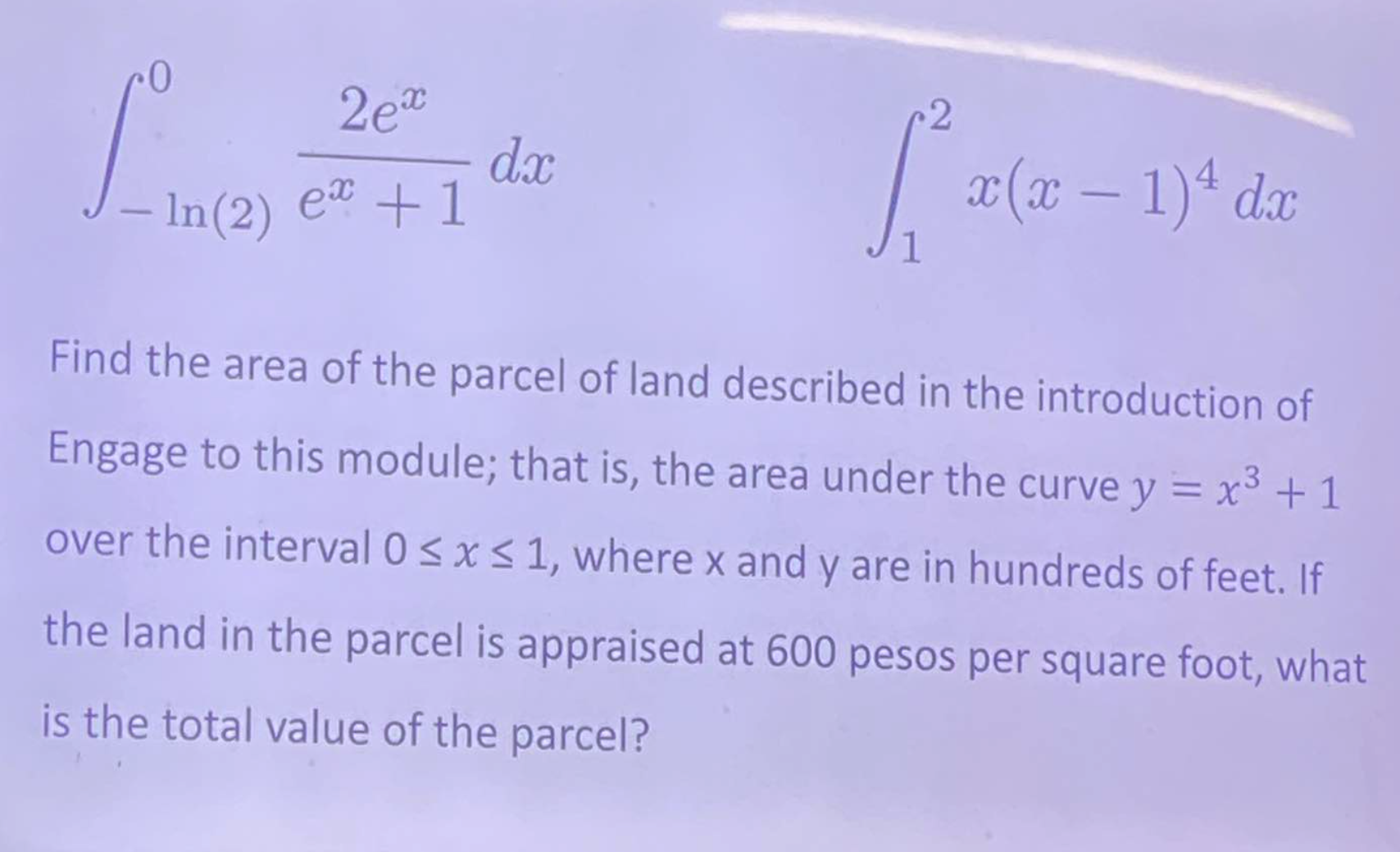 Can i get help with this problem (integrals) ﻿please | Chegg.com