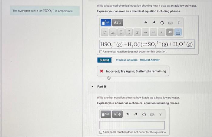 Solved Write A Balanced Chemical Equation Showing How It