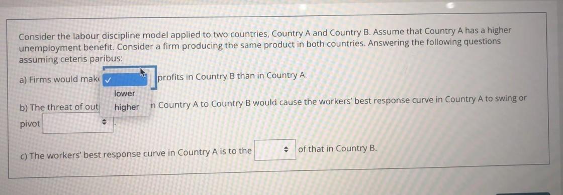 Solved Consider the labour discipline model applied to two | Chegg.com