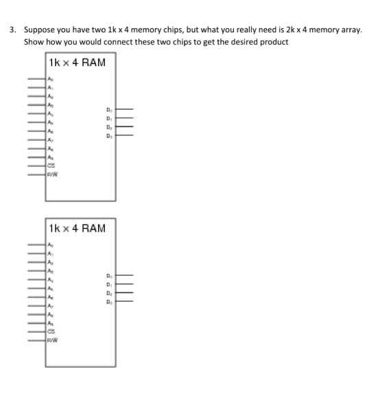 Solved 3. Suppose you have two 1k x 4 memory chips, but what | Chegg.com