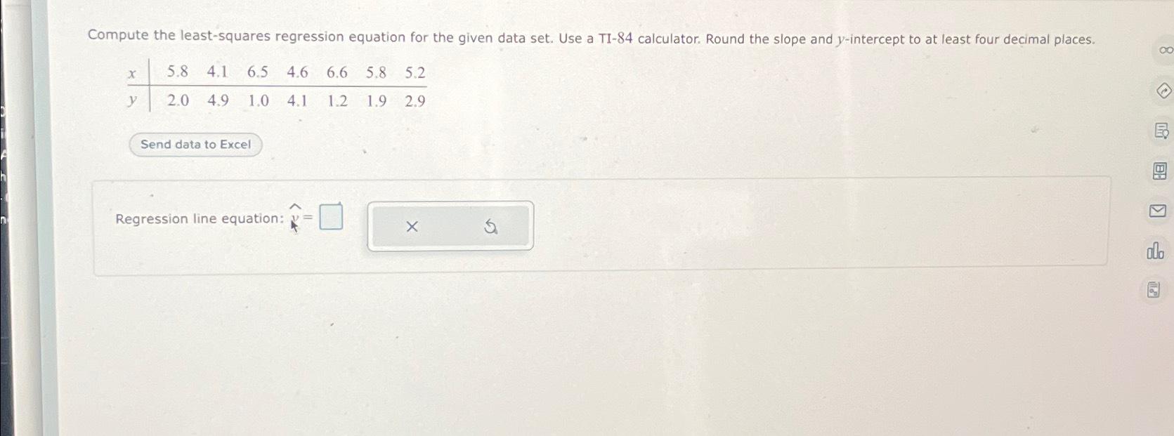 Solved Compute the least-squares regression equation for the | Chegg.com