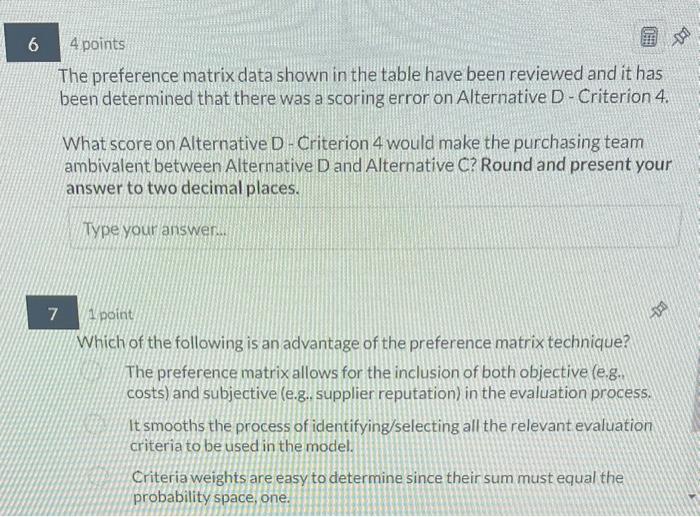 Solved Preference Matrix Your company is in the process of | Chegg.com