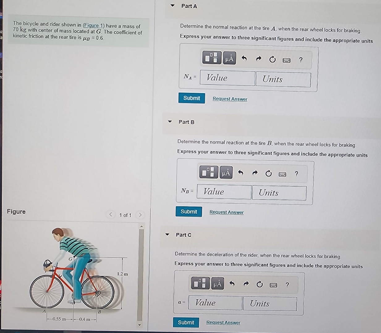 Solved Part AThe bicycle and rider shown in (Figure 1) ﻿have | Chegg.com