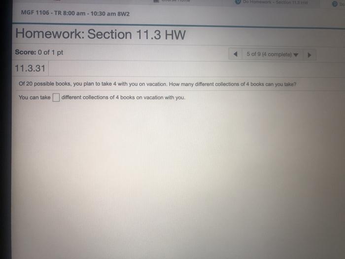 Solved MGF 1106 - TR 8:00 am - 10:30 am 8W2 Homework: | Chegg.com