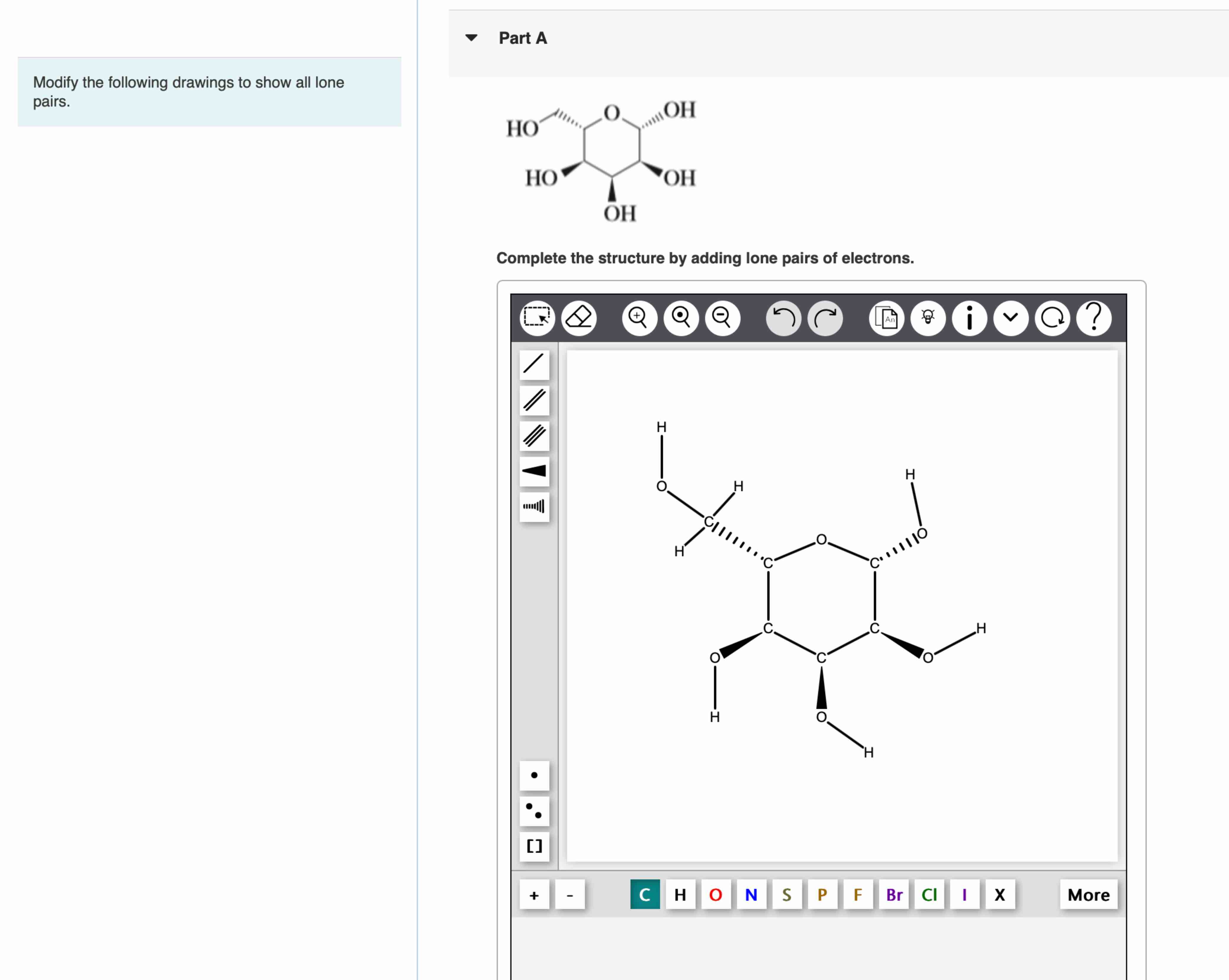 Solved Part AModify the following drawings to show all lone | Chegg.com