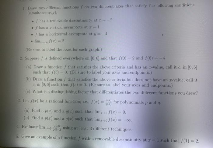 Solved 1. Draw two different functions f on two different | Chegg.com
