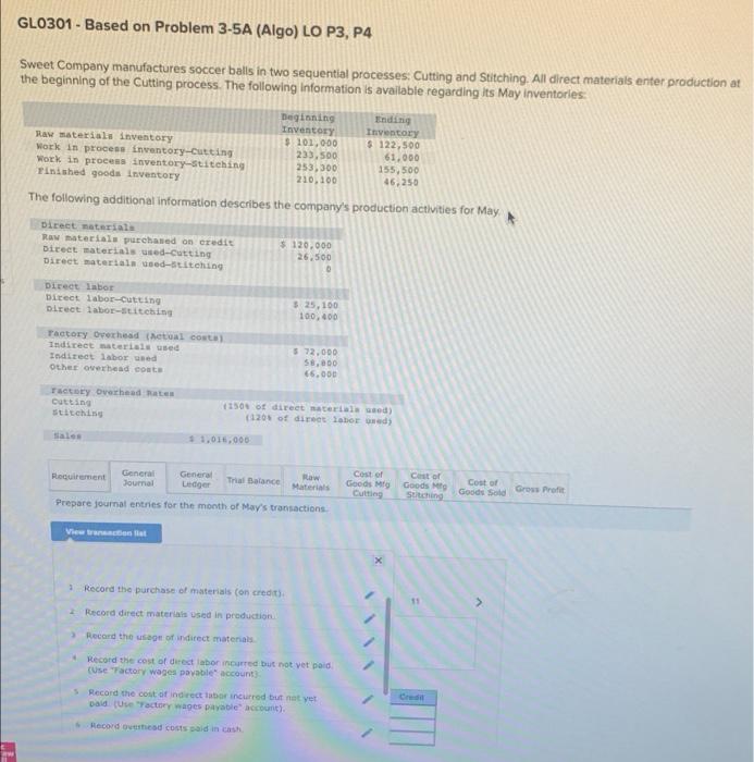 Solved GL0301 - Based on Problem 3-5A (Algo) LO P3, P4 Sweet | Chegg.com