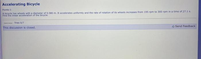 Solved Accelerating Bicycle Rbints:1 Find the linear | Chegg.com
