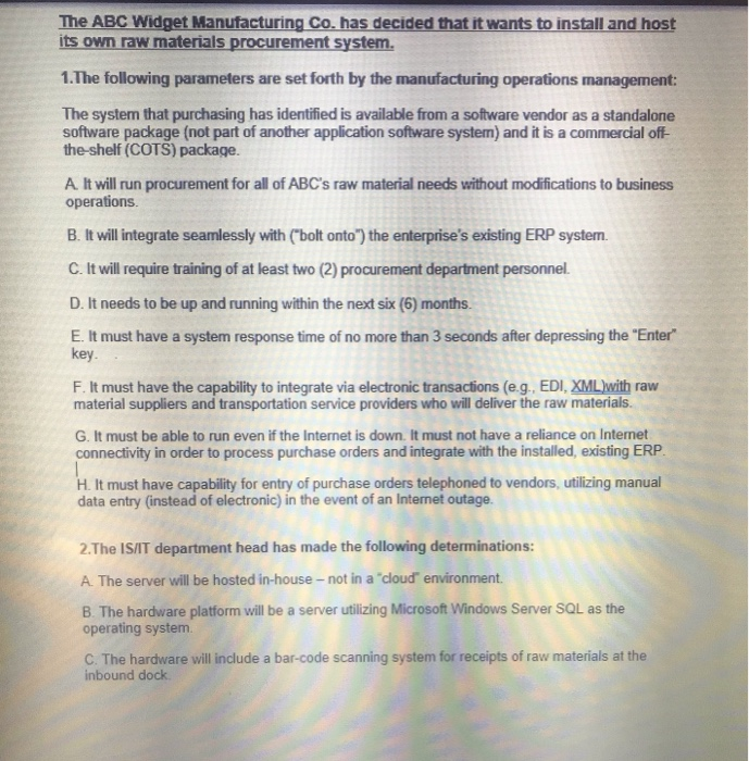 Solved The ABC Widget Manufacturing Co. has decided that it | Chegg.com