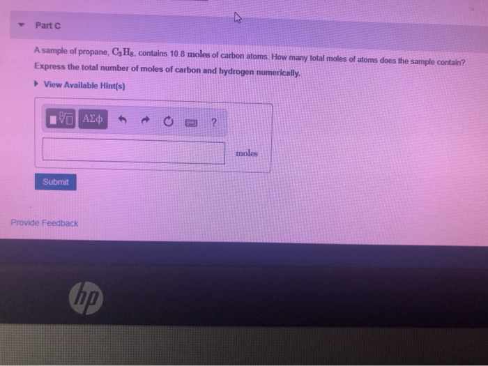 Solved a sample of propane , C3H8, contains 10.8 moles of | Chegg.com