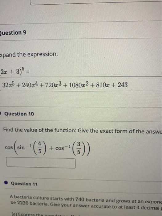 Solved find the value of the function: Given the exact form | Chegg.com
