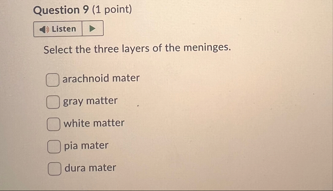 Solved Question 9 (1 ﻿point)Select the three layers of the | Chegg.com