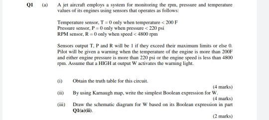 Solved Q1 (a) A jet aircraft employs a system for monitoring | Chegg.com