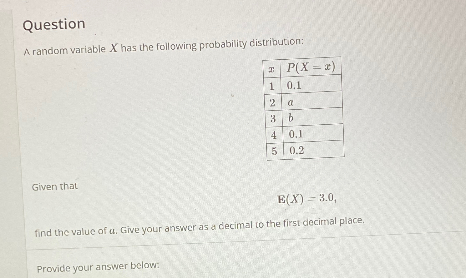 Solved QuestionA random variable x ﻿has the following | Chegg.com
