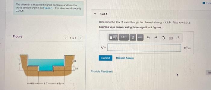 Solved EL Rey The channel is made of finished concrete and | Chegg.com