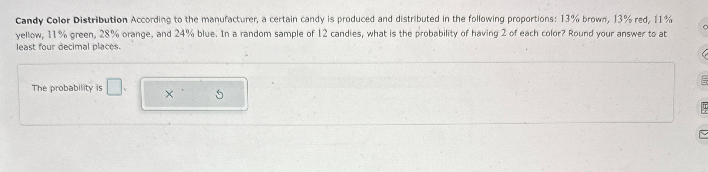 Solved Candy Color Distribution According to the | Chegg.com
