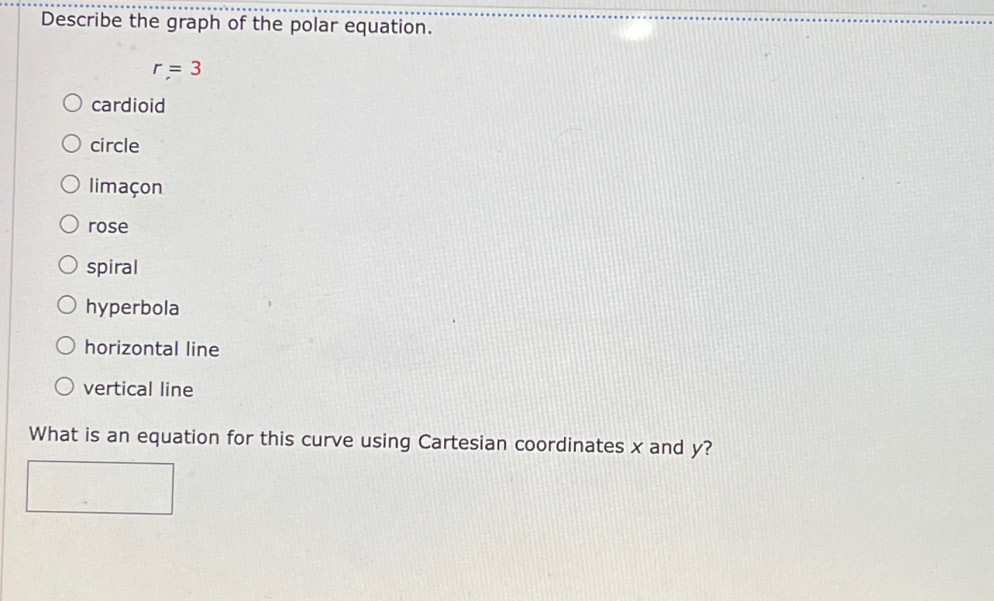 Solved Describe the graph of the polar | Chegg.com