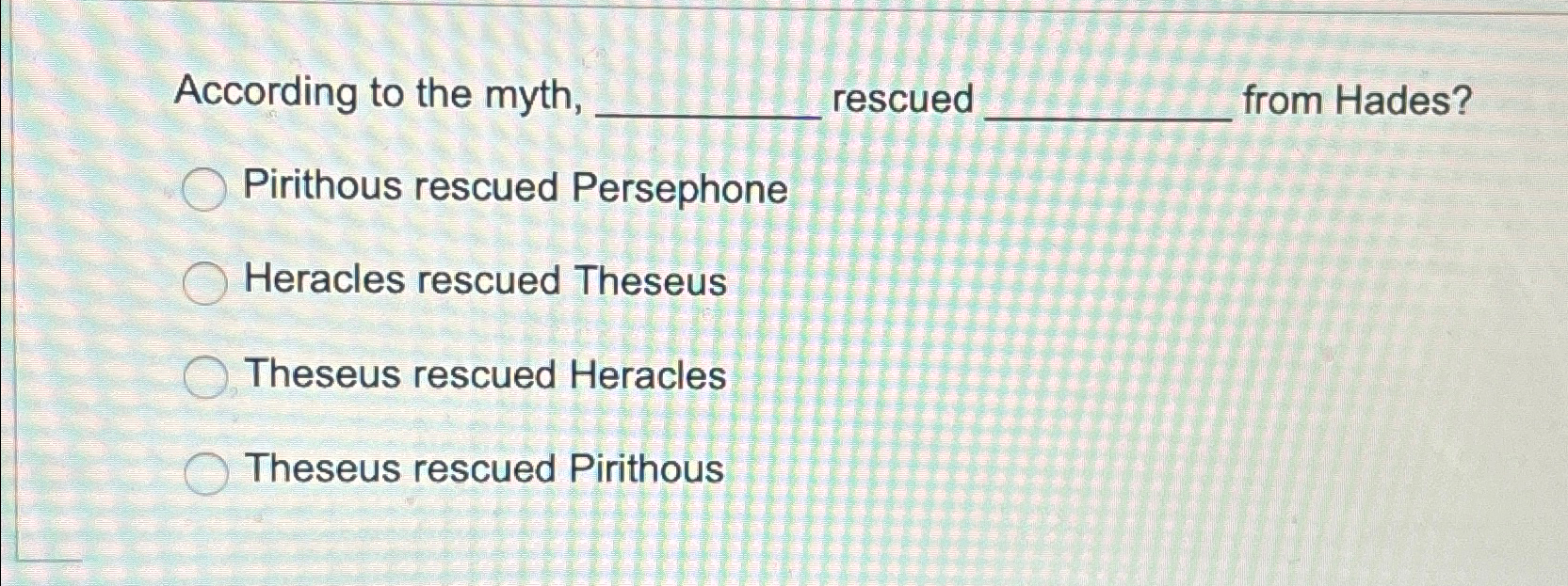 Solved According to the myth, ﻿rescued from | Chegg.com