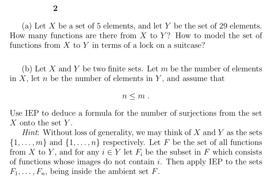 Solved (a) ﻿Let x ﻿be a set of 5 ﻿elements, and let Y ﻿be | Chegg.com