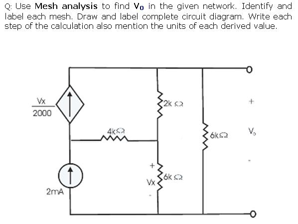 Solved Use Mesh analysis to find V0 in the given network. | Chegg.com