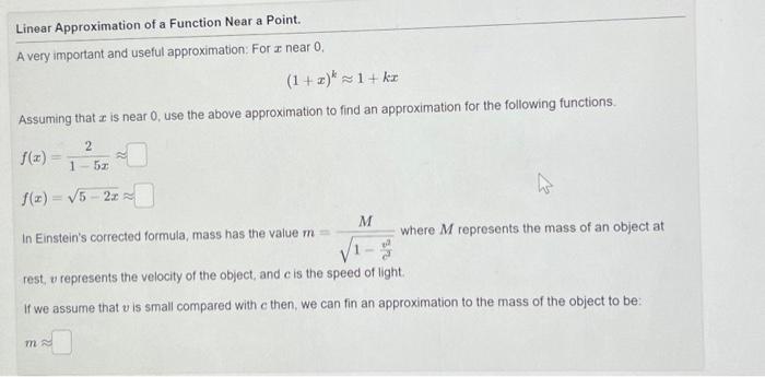 Solved A very important and useful approximation: For x near | Chegg.com