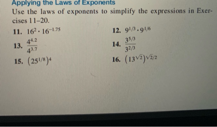 Solved Applying the Laws of Exponents Use the laws of | Chegg.com
