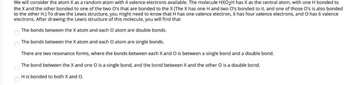 Solved We will consider the atom X as a random atom with 4 | Chegg.com