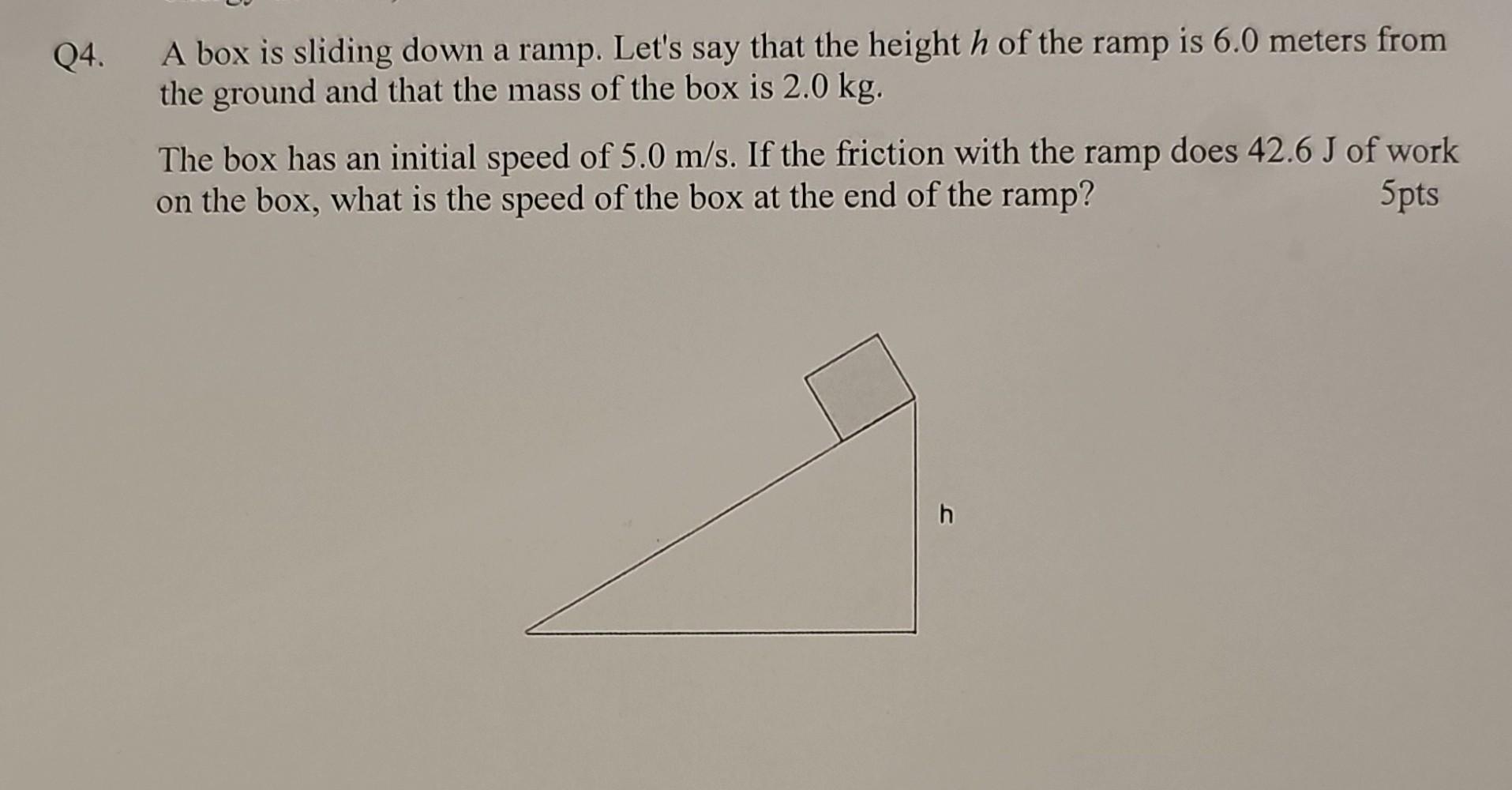 Solved A box is sliding down a ramp. Let's say that the | Chegg.com
