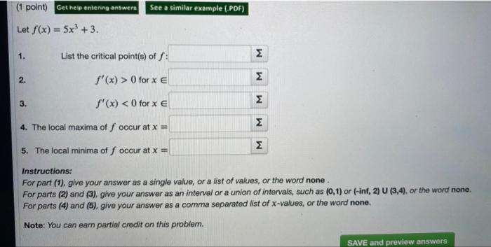 Solved Let f(x)=9−7x3. (a) List the critical point(s) of f : | Chegg.com Solved Let f(x)=9−7x3. (a) List the critical point(s) of f : | Chegg.com