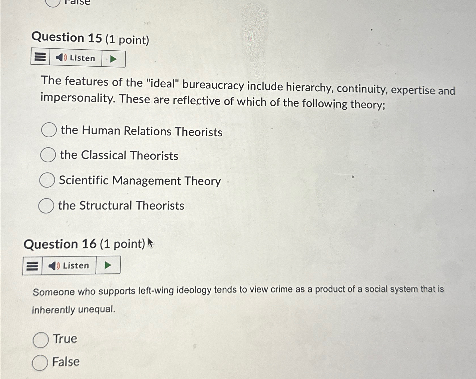 Solved Question 15 (1 ﻿point)ListenThe features of the | Chegg.com