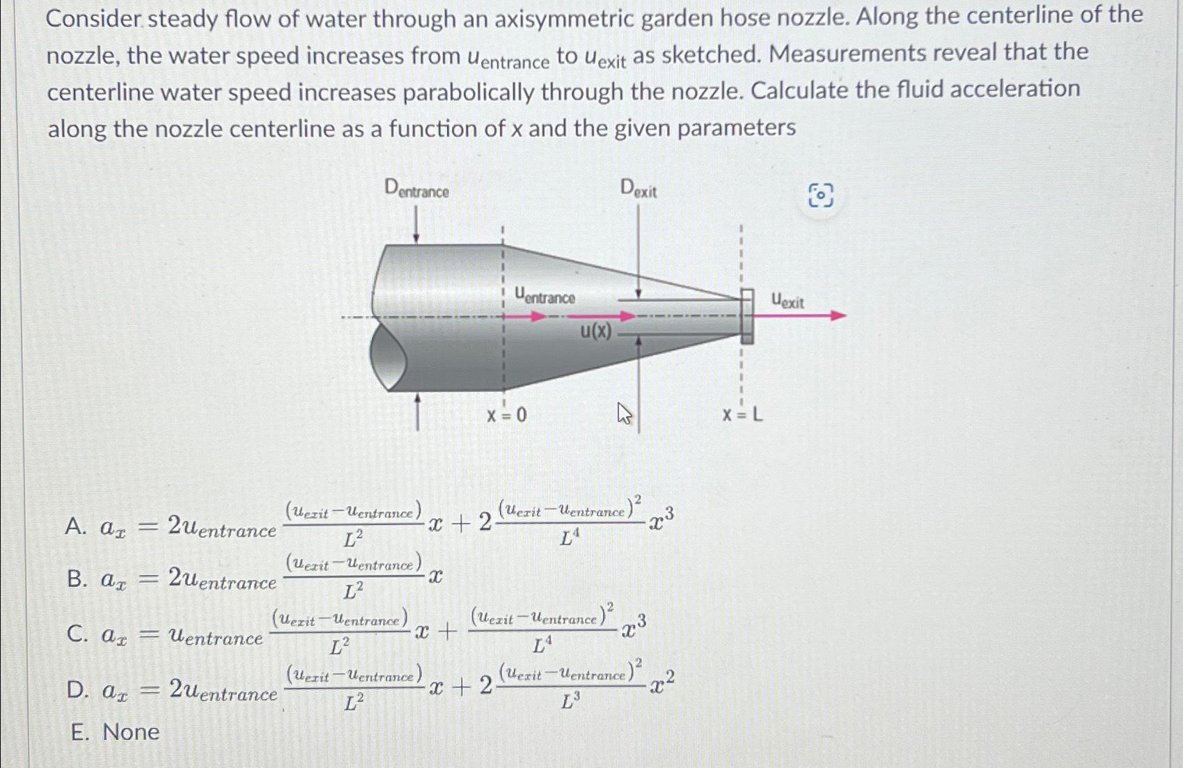 Solved Consider steady flow of water through an axisymmetric | Chegg.com