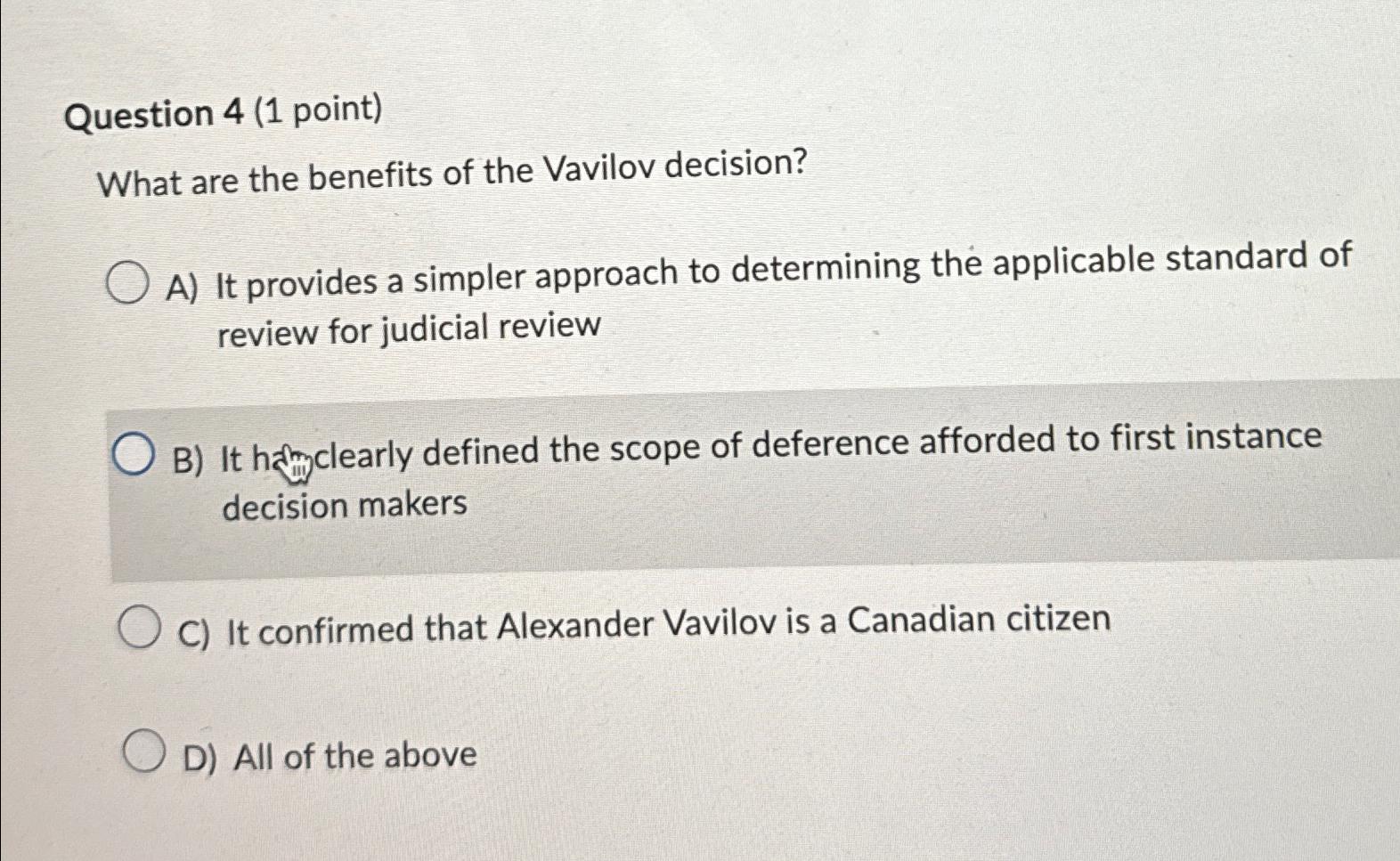 Solved Question 4 (1 ﻿point)What are the benefits of the | Chegg.com