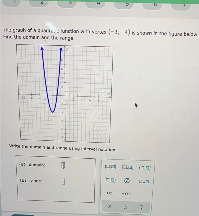 Solved 5 The graph of a quadratic function with vertex | Chegg.com
