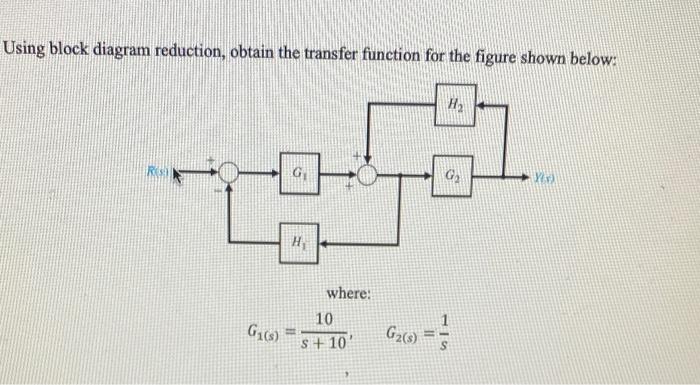 Solved Using block diagram reduction, obtain the transfer | Chegg.com