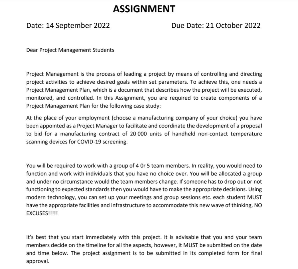 Solved ASSIGNMENT Date: 14 September 2022 Due Date: 21 | Chegg.com