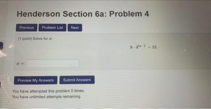 Solved Henderson Section 6a: Problem 4 Previous Problem List | Chegg.com