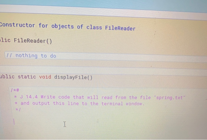 Solved Constructor for objects of class FileReader lic | Chegg.com