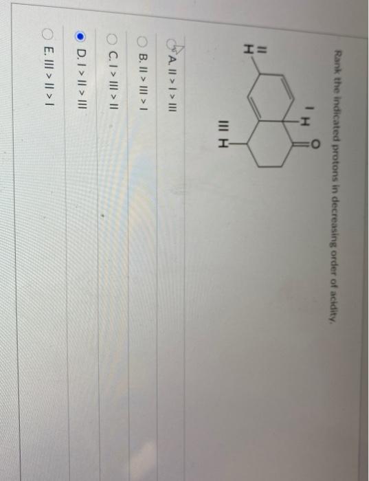 Solved Rank the indicated protons in decreasing order of | Chegg.com