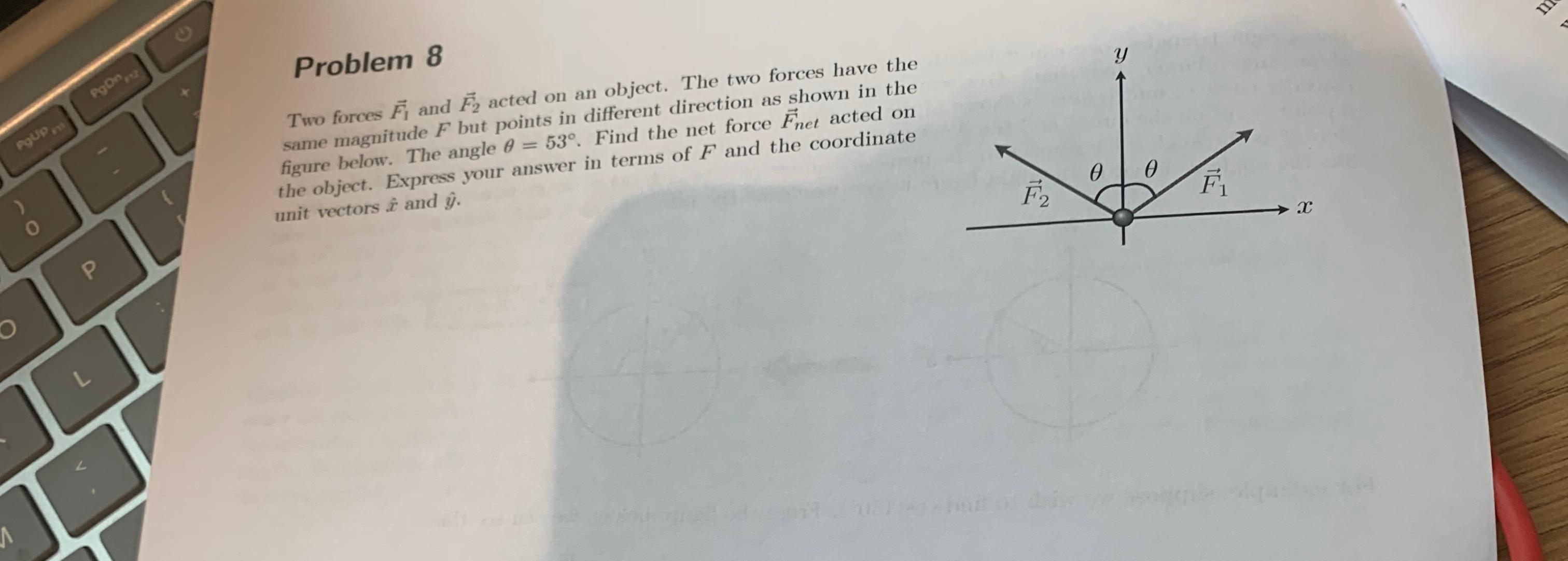 Solved Problem 8Two forces vec(F)1 ﻿and vec(F)2 ﻿acted on an | Chegg.com